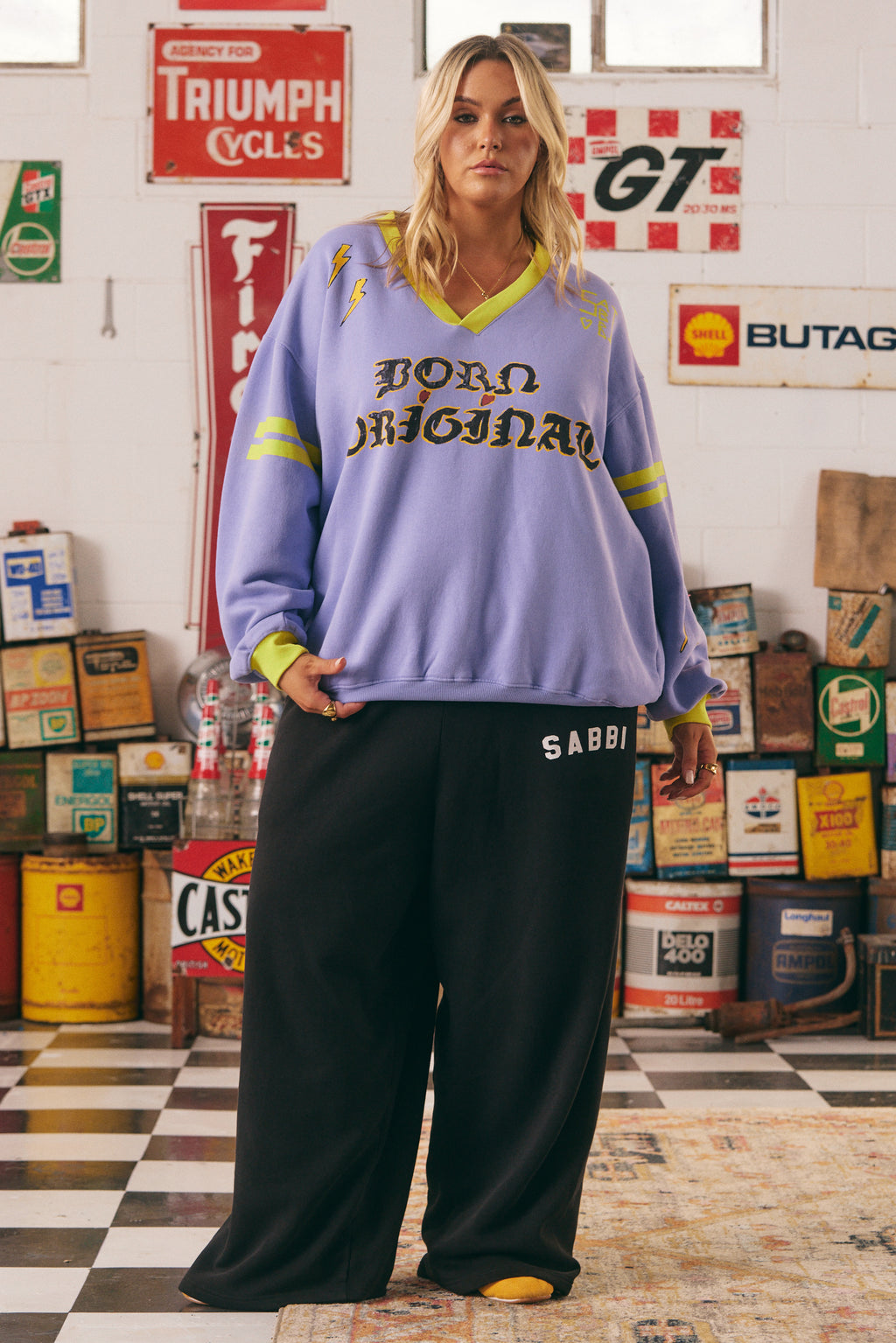 The Born Original V Neck Crew - Chartreuse & Lilac – Gathered Collab