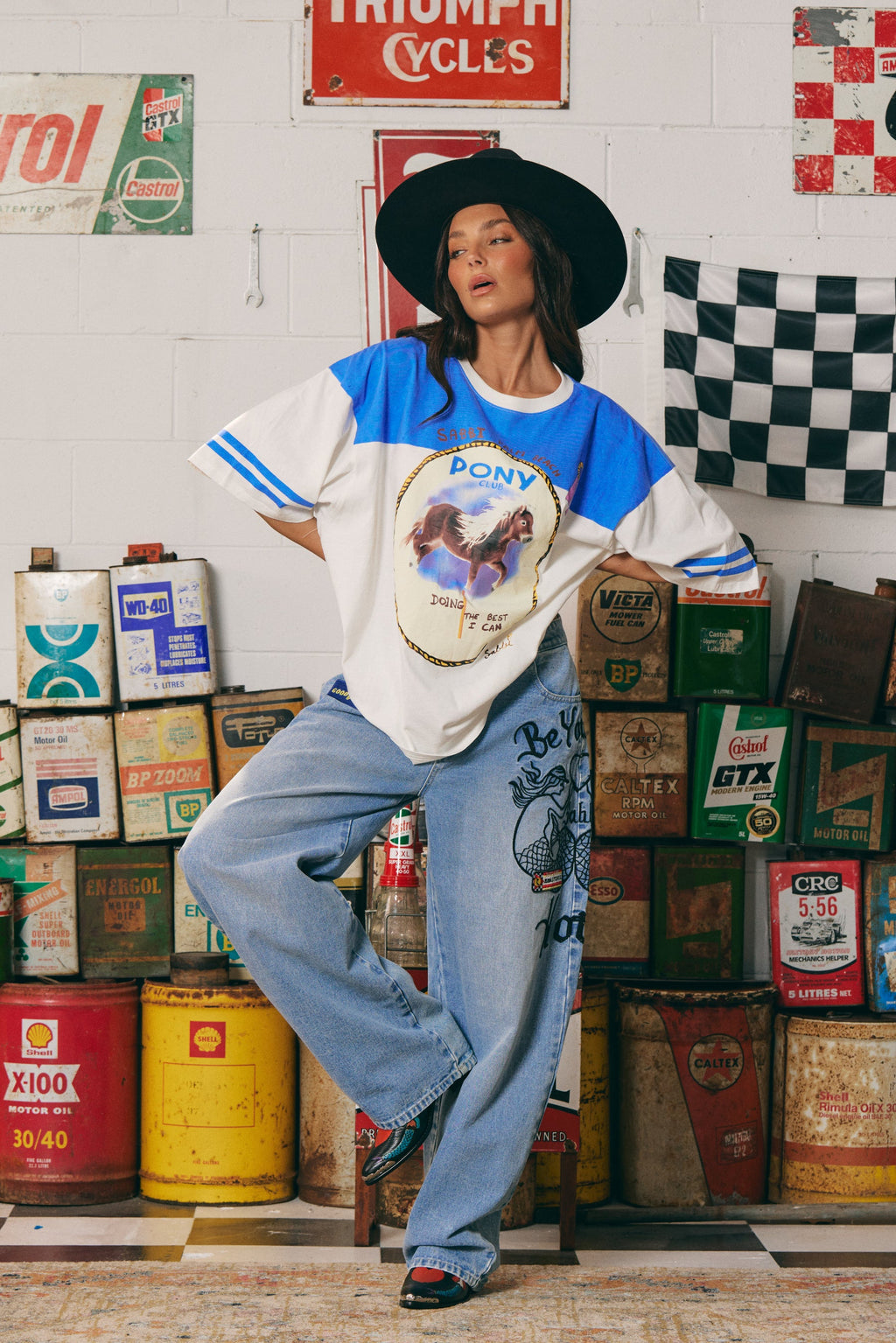 The Boyfriend Fit Pony Club Tee - Blue – Gathered Collab